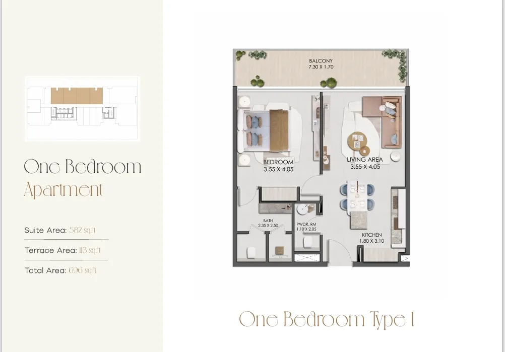 Floor Plan - 1 BR